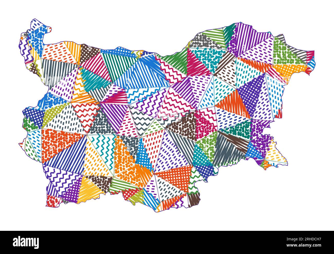 Kid style map of Bulgaria. Hand drawn polygons in the shape of Bulgaria. Vector illustration ...