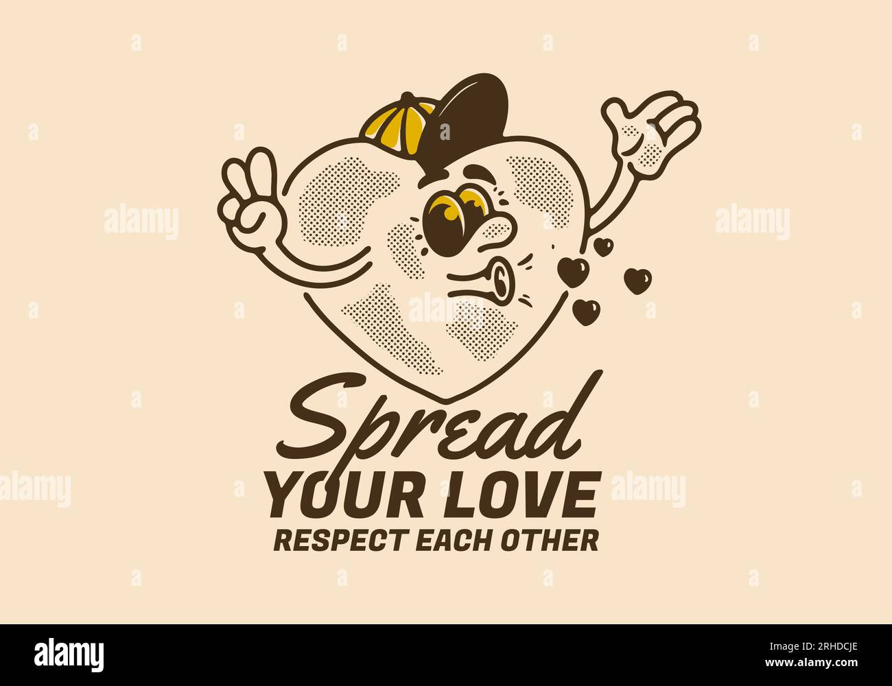 Spread your love, Heart mascot character illustration, design in ...