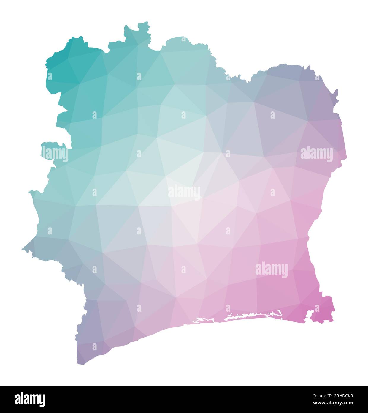 Polygonal map of Ivory Coast. Geometric illustration of the country in ...