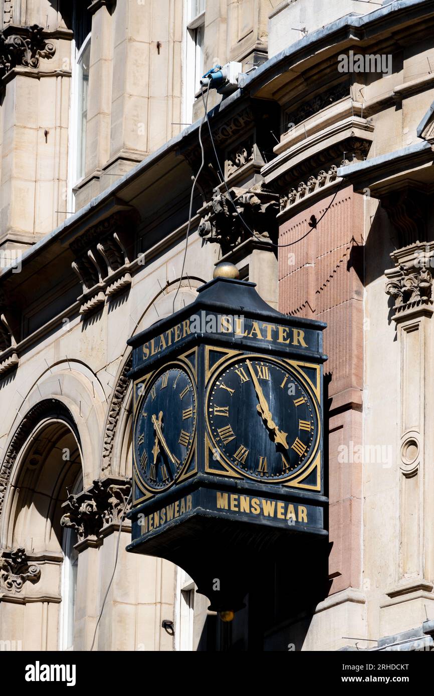 Slater Menswear clock in New Street, Birmingham, West Midlands, England ...