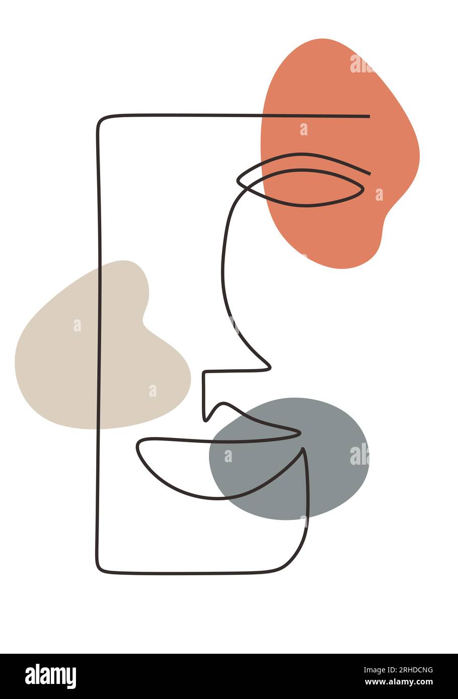 Line abstract drawing of face. One portrait hand drawn people vector ...