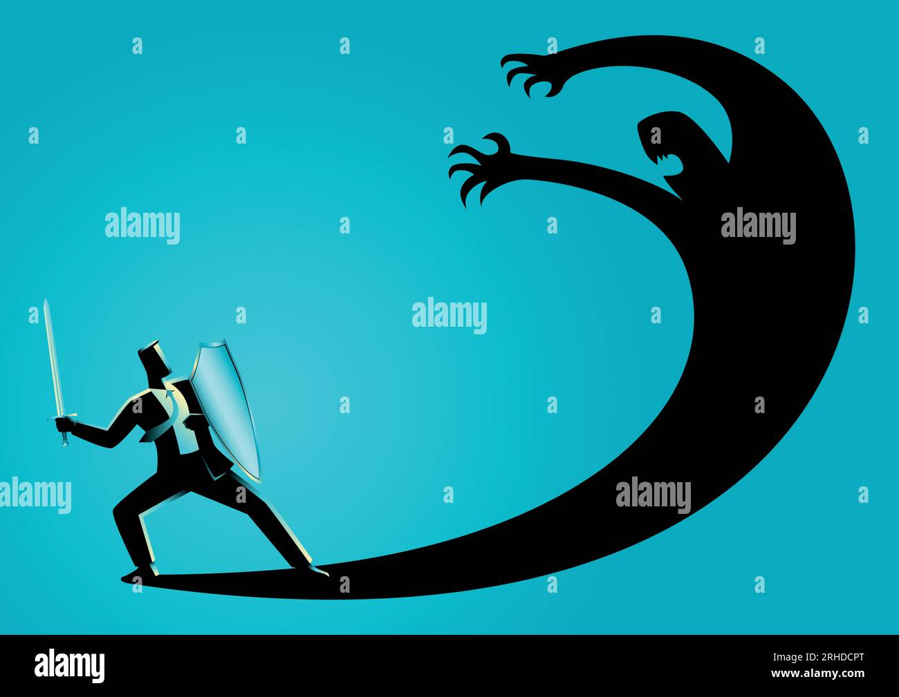 Business concept vector illustration of a businessman as a knight ...