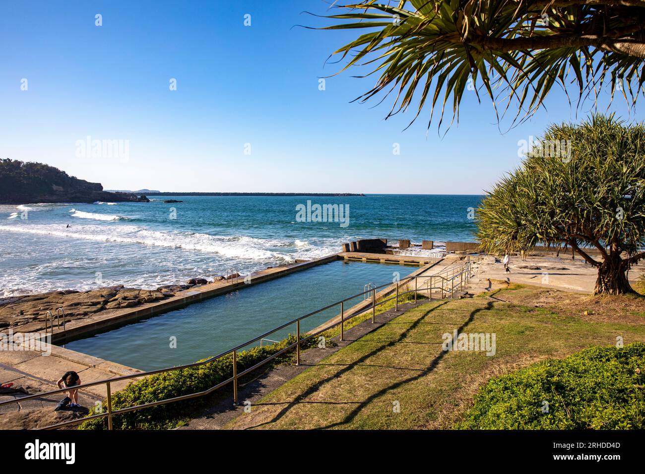 Yamba ocean pool beside main beach, Yamba is a coastal town in Northern ...
