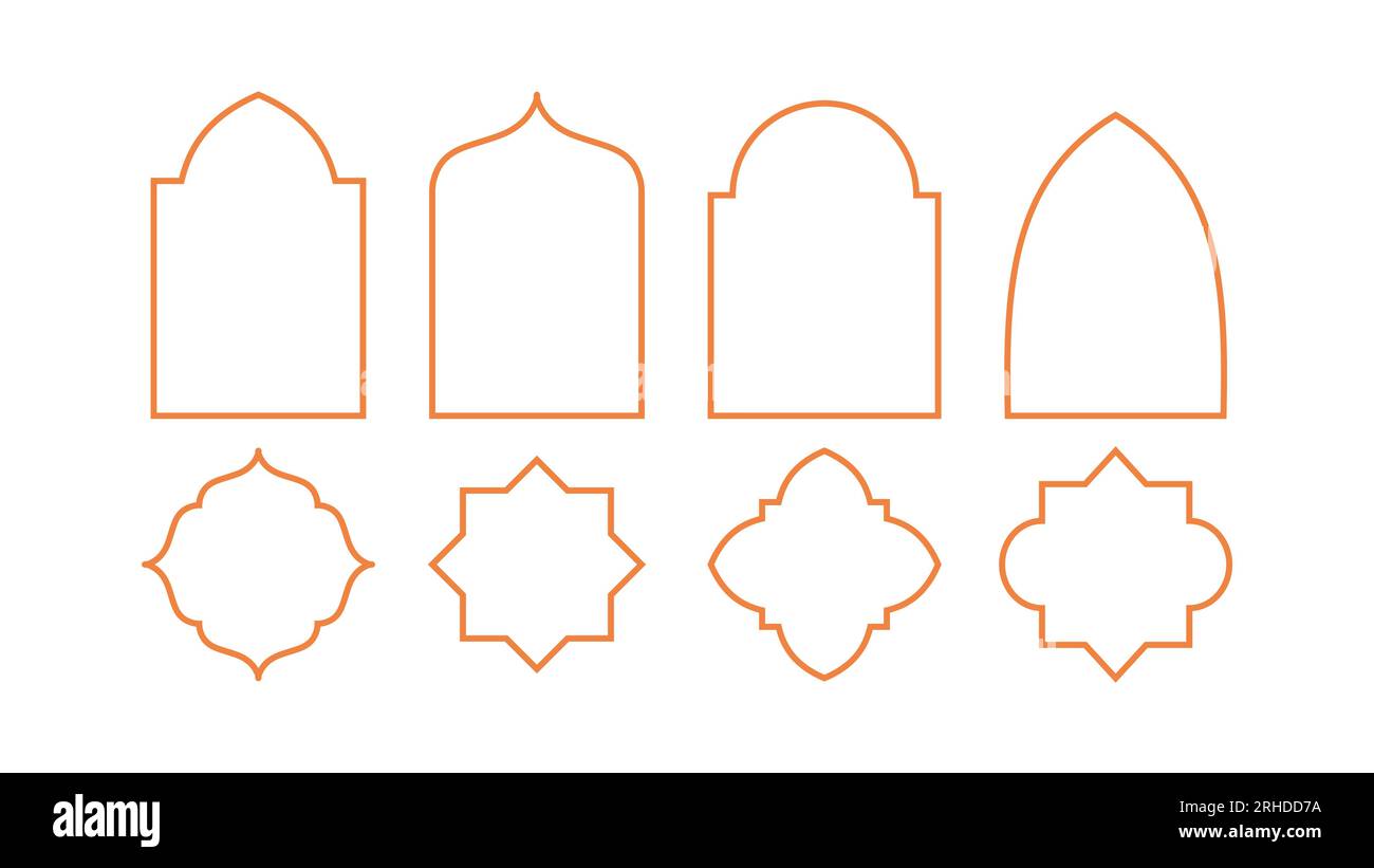 Eight islamic shapes isolated on white background for ramadan concept ...