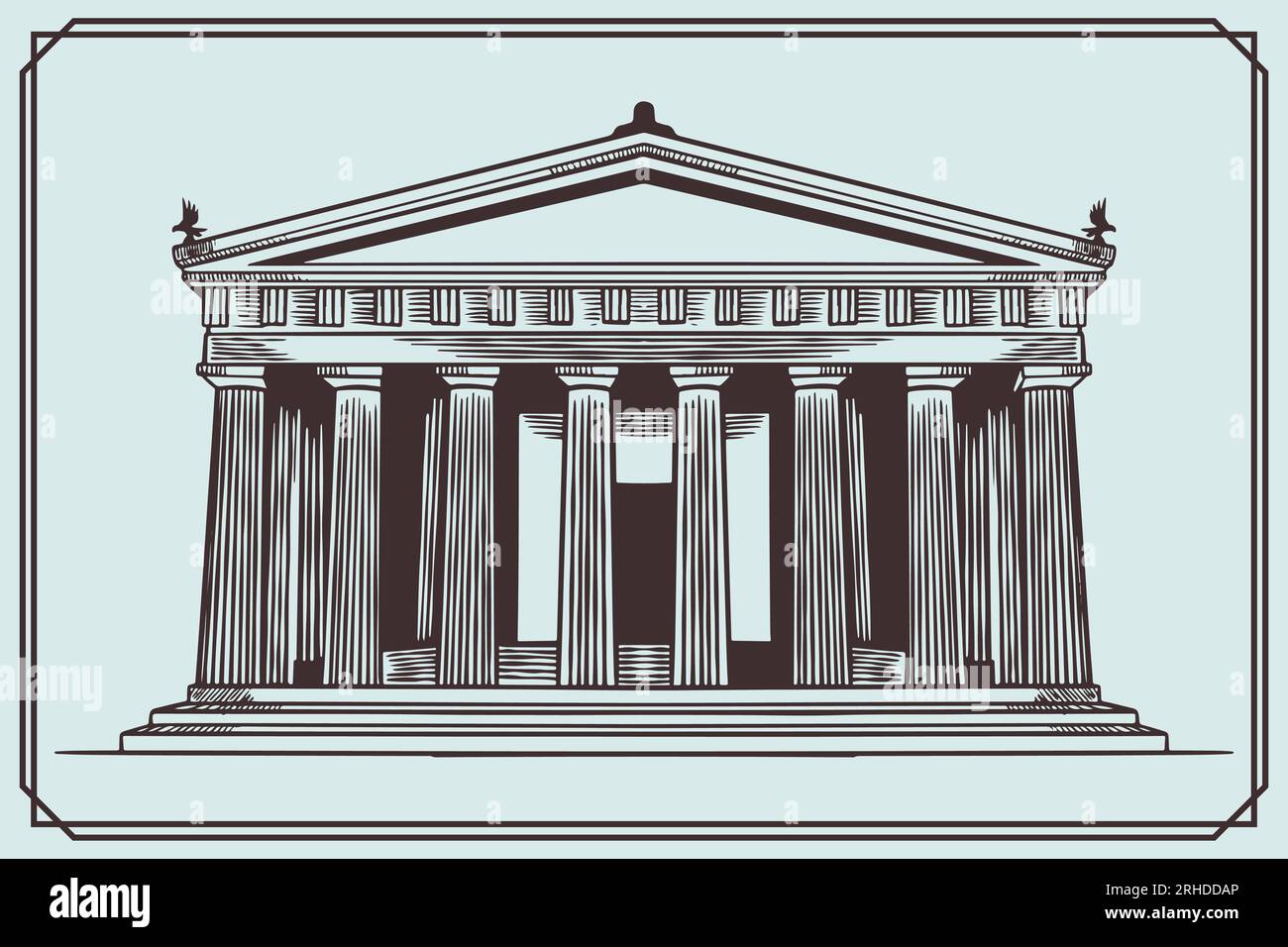 hand drawn ancient greek building in vintage style Stock Vector Image ...