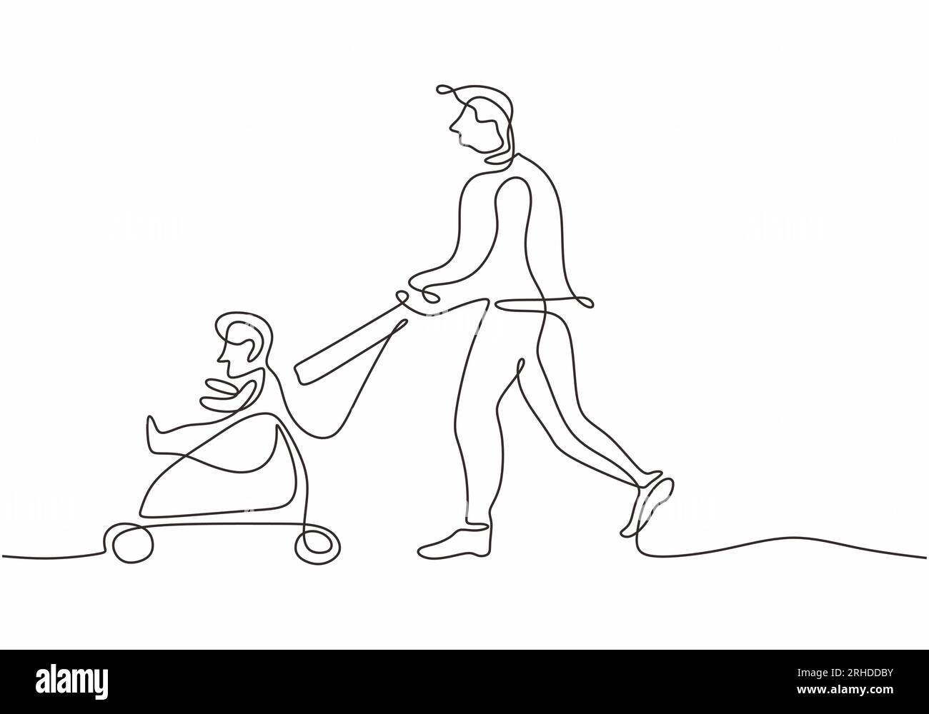 baby and father one line drawing continuous hand drawn vector ...
