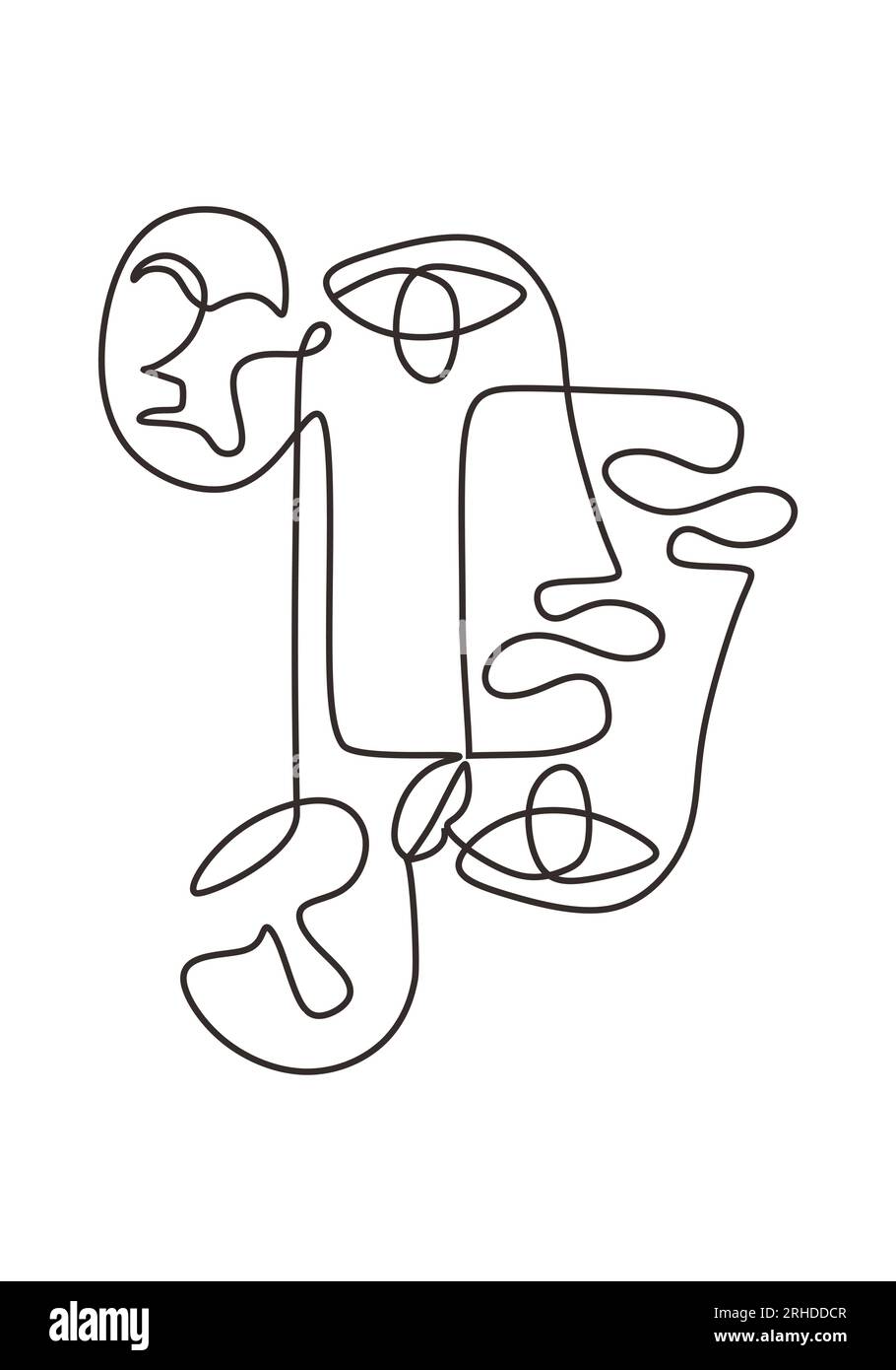 Tribal face one line drawing minimalist. Contemporary art with picasso ...