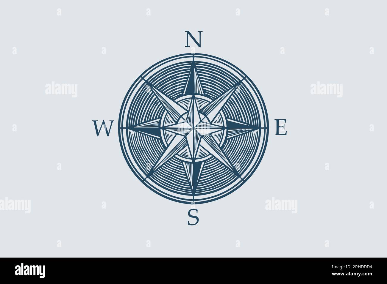 Hand drawing vintage compass ocean theme isolated on white background ...