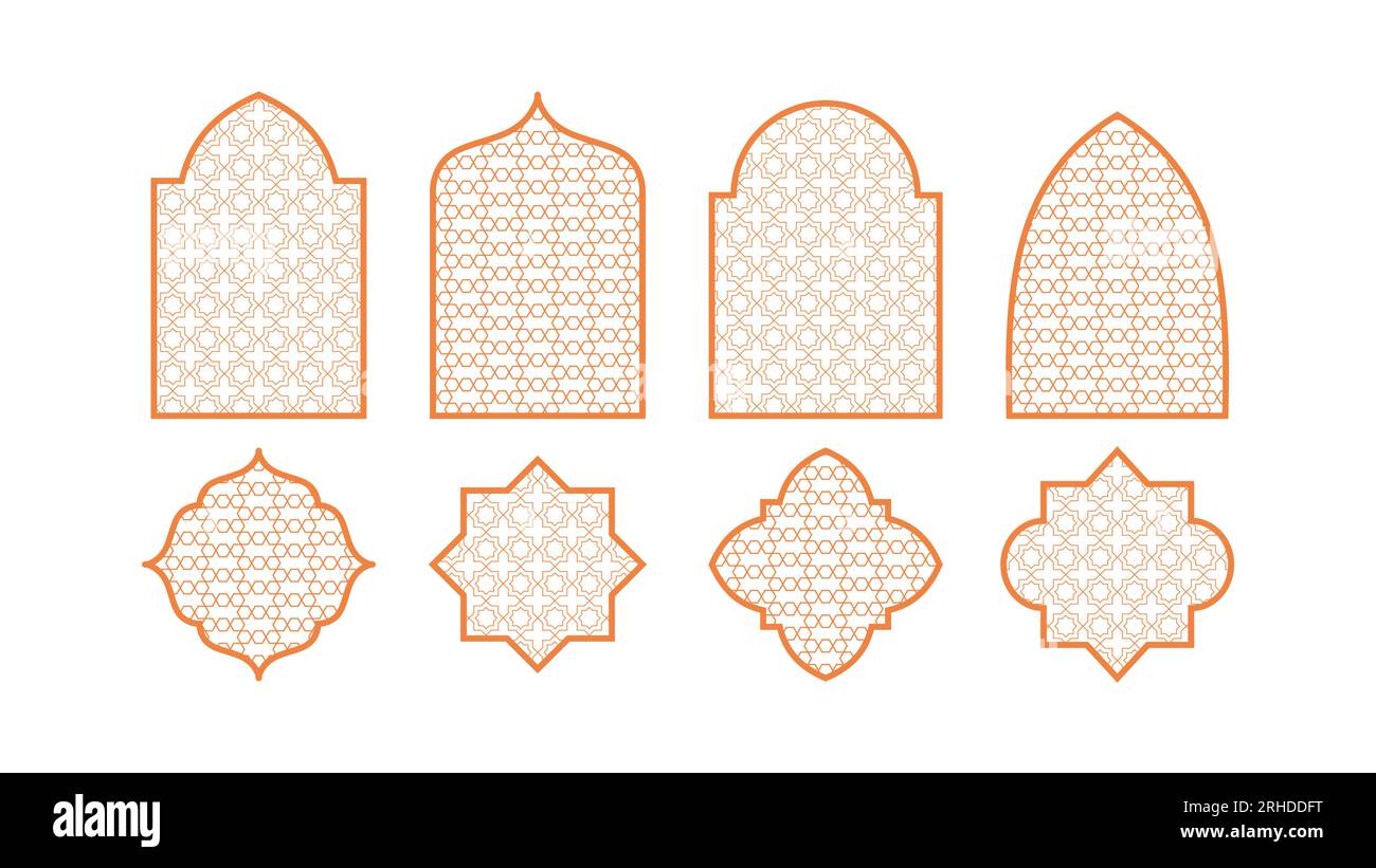 Eight colorful islamic shapes isolated on white background for ramadan ...