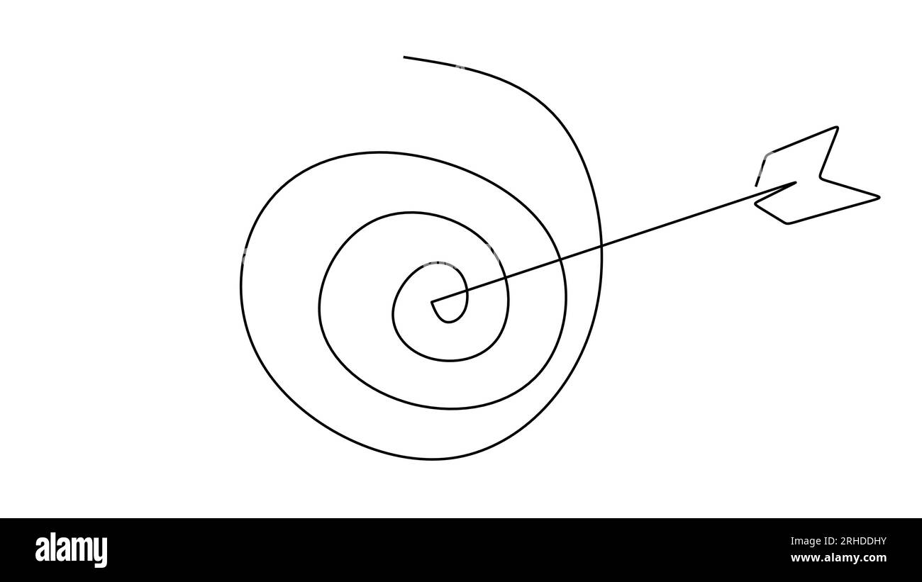 One single line of arrow stuck on wall isolated on white background ...