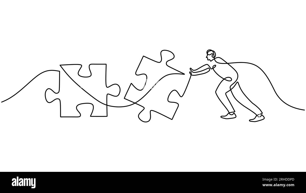Hand puzzle jigsaw line Stock Vector Images - Alamy