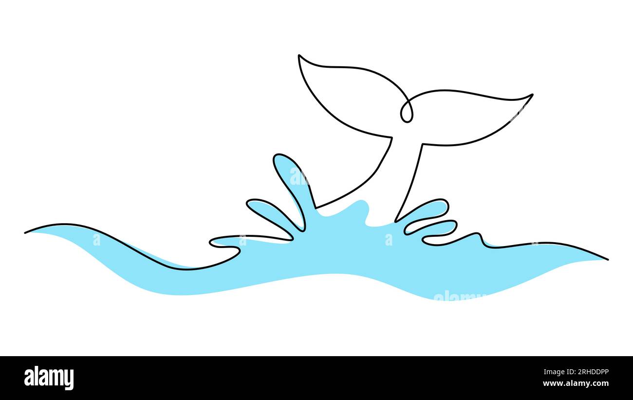 One line drawing of whale tail isolated on white background Stock ...