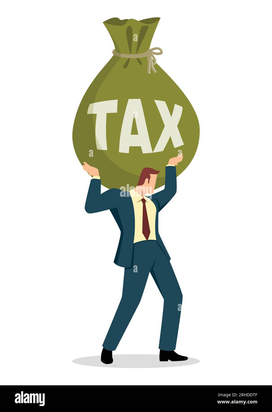 Simple flat business vector illustration of a businessman holding a big ...