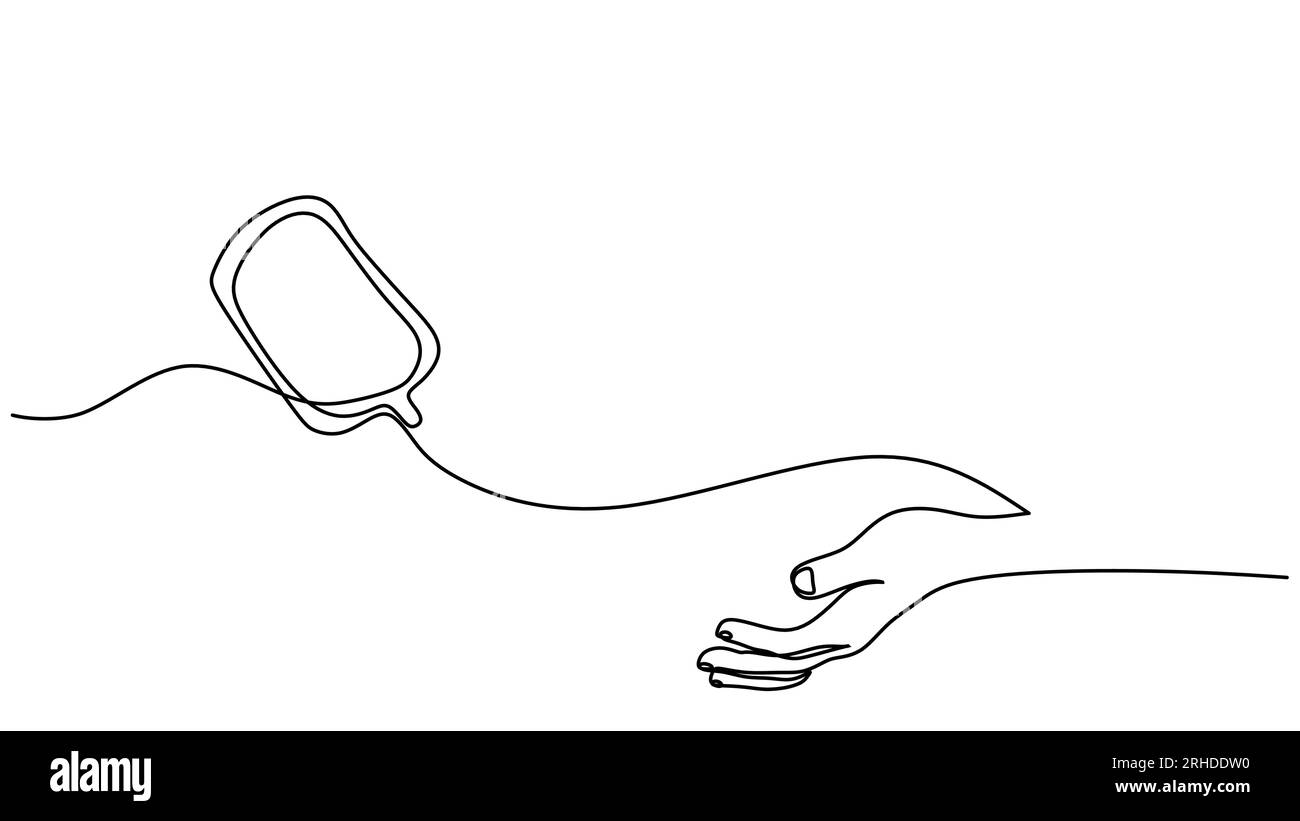 One continuous single line drawing of blood donor isolated on white ...