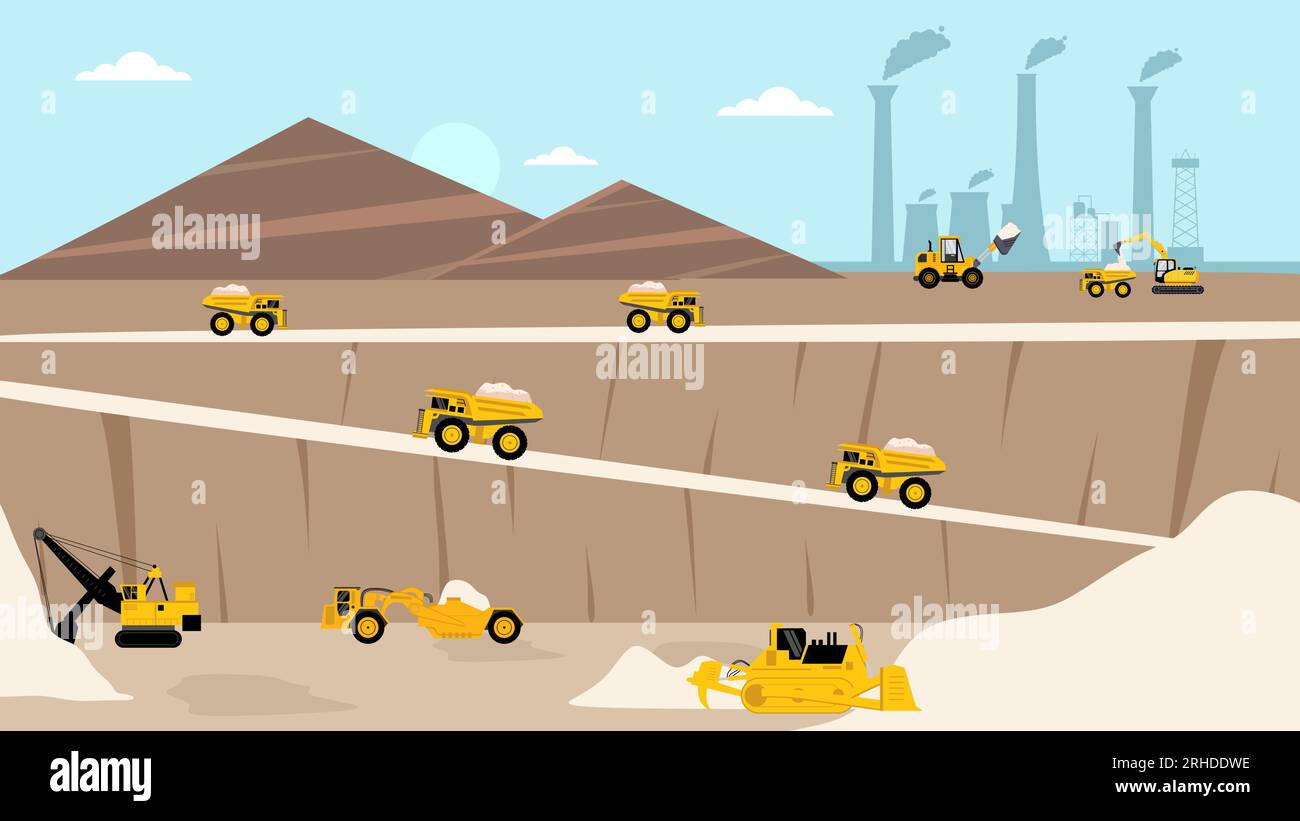 Rock quarry open pit Stock Vector Images - Alamy