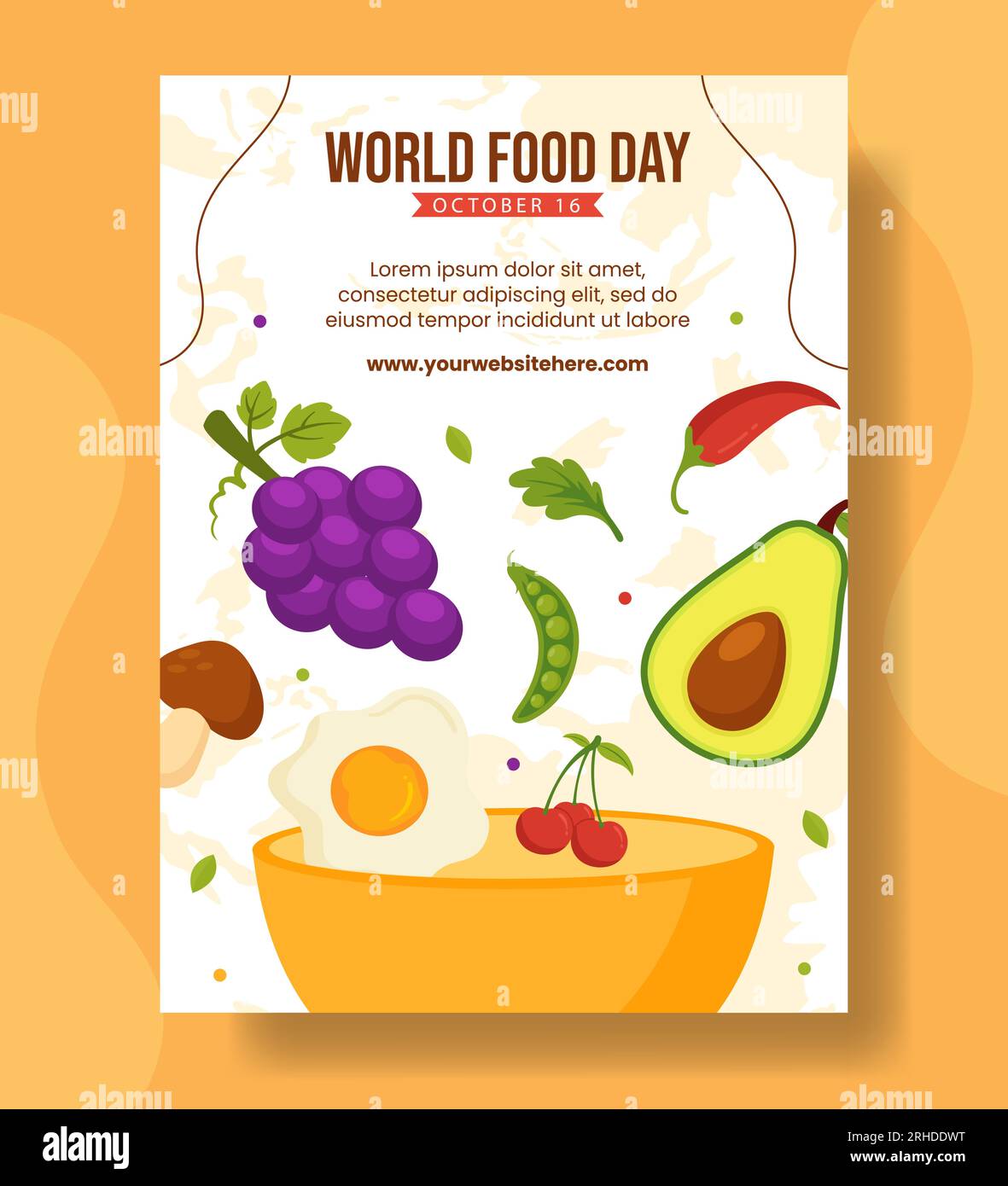Food Day Vertical Poster Flat Cartoon Hand Drawn Templates Background ...