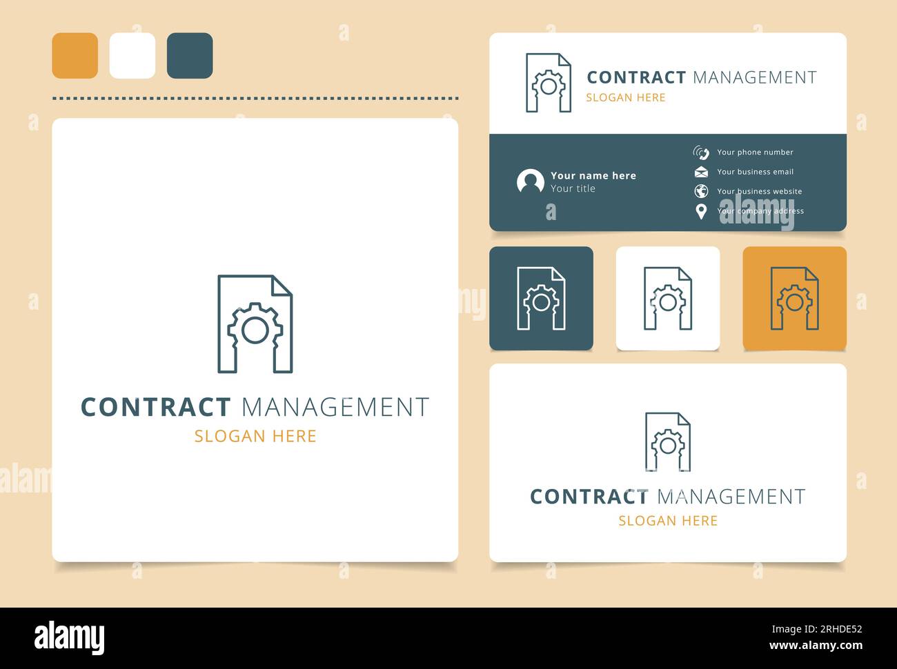 Contract management logo design with editable slogan. Branding book and ...