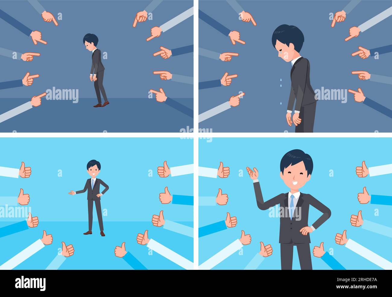 A set of business man to be evaluated.It's vector art so easy to edit ...