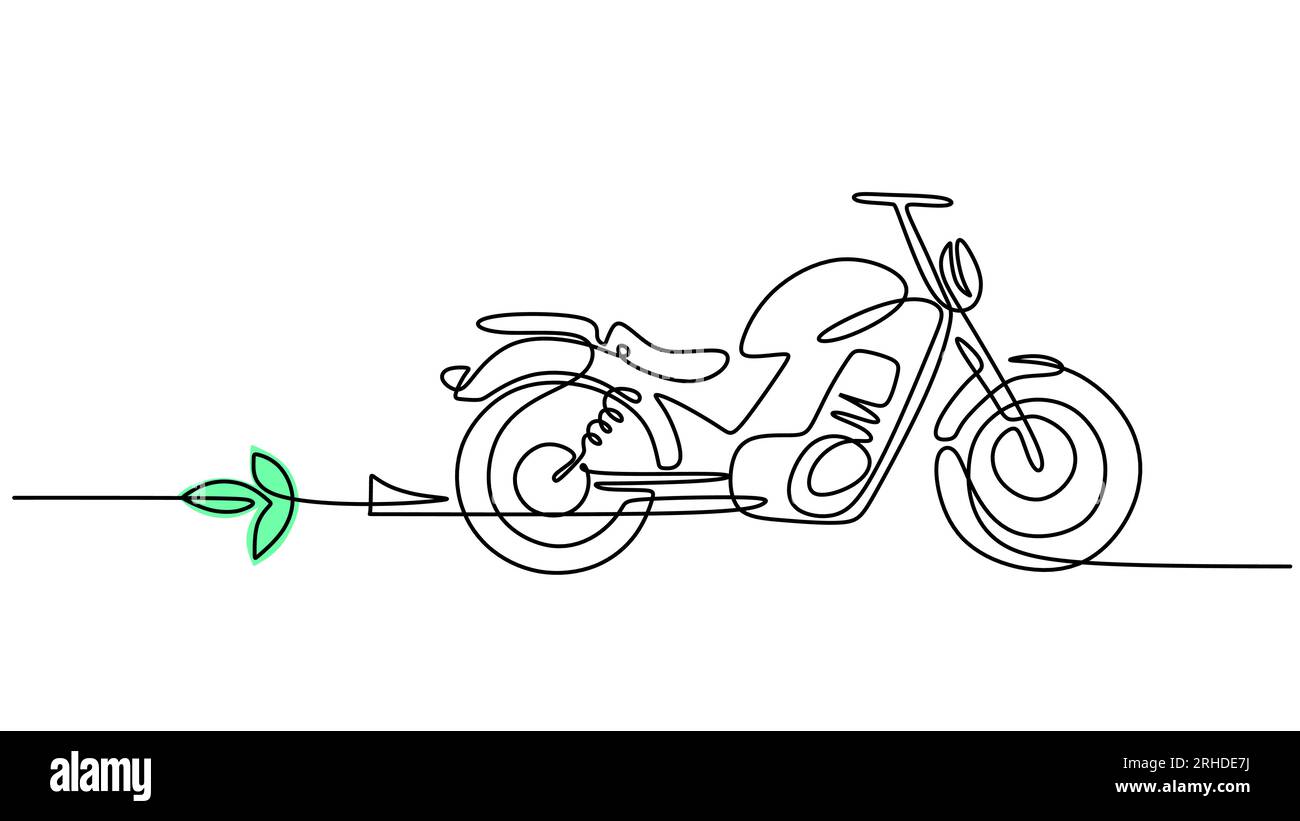 One line drawing of electric motorcycle isolated on white background ...