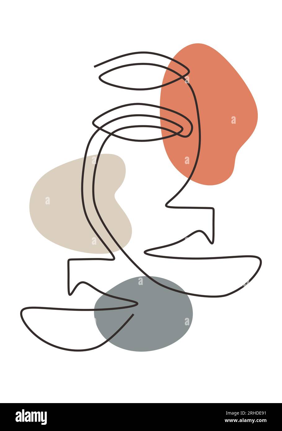 Line abstract drawing of face. One portrait hand drawn people vector ...