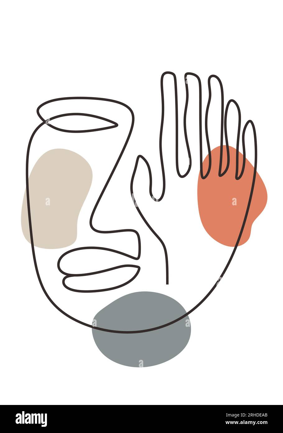 Line abstract drawing of face. One portrait hand drawn people vector ...