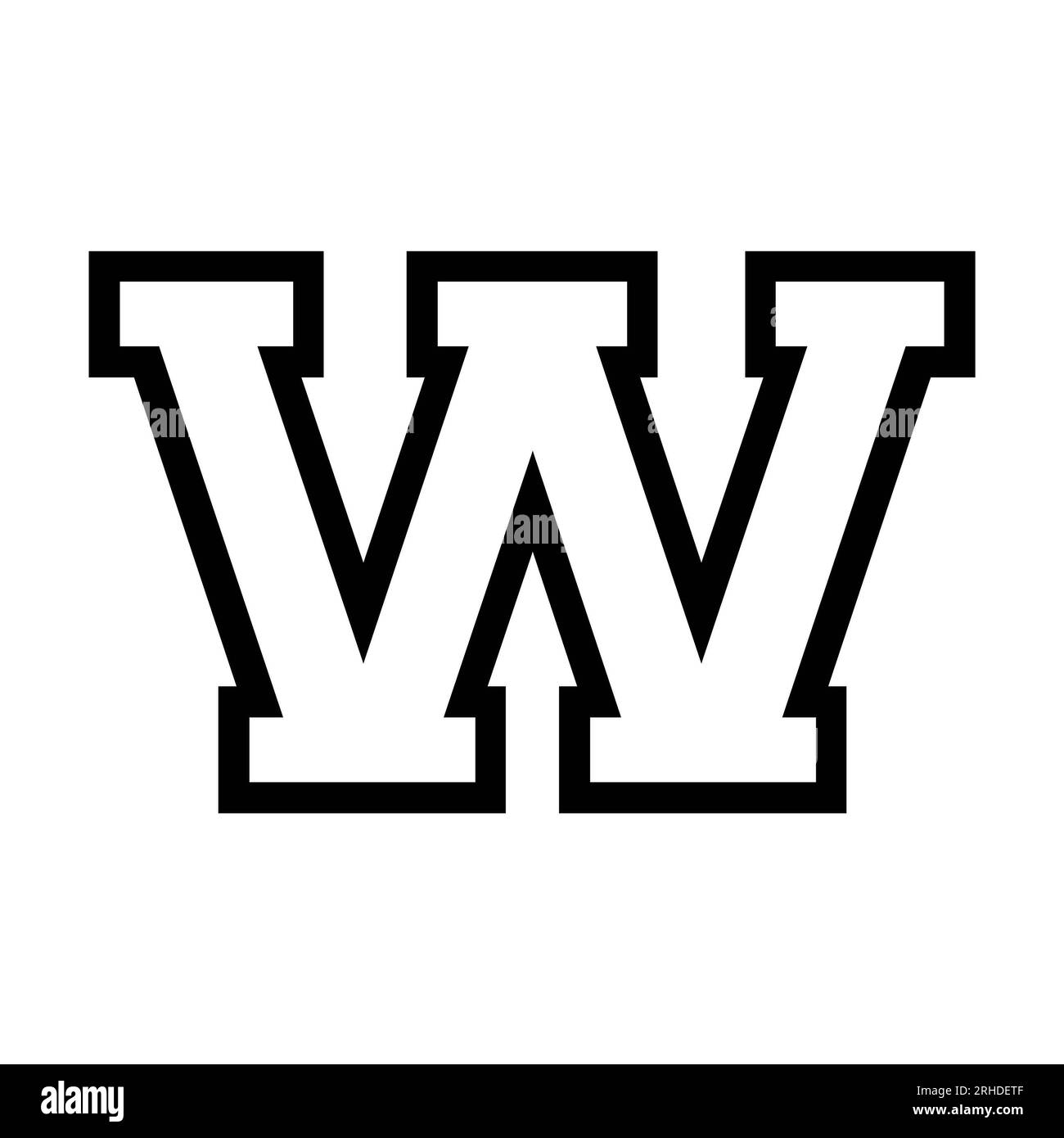W letter sports college jersey font on white background. Isolated ...
