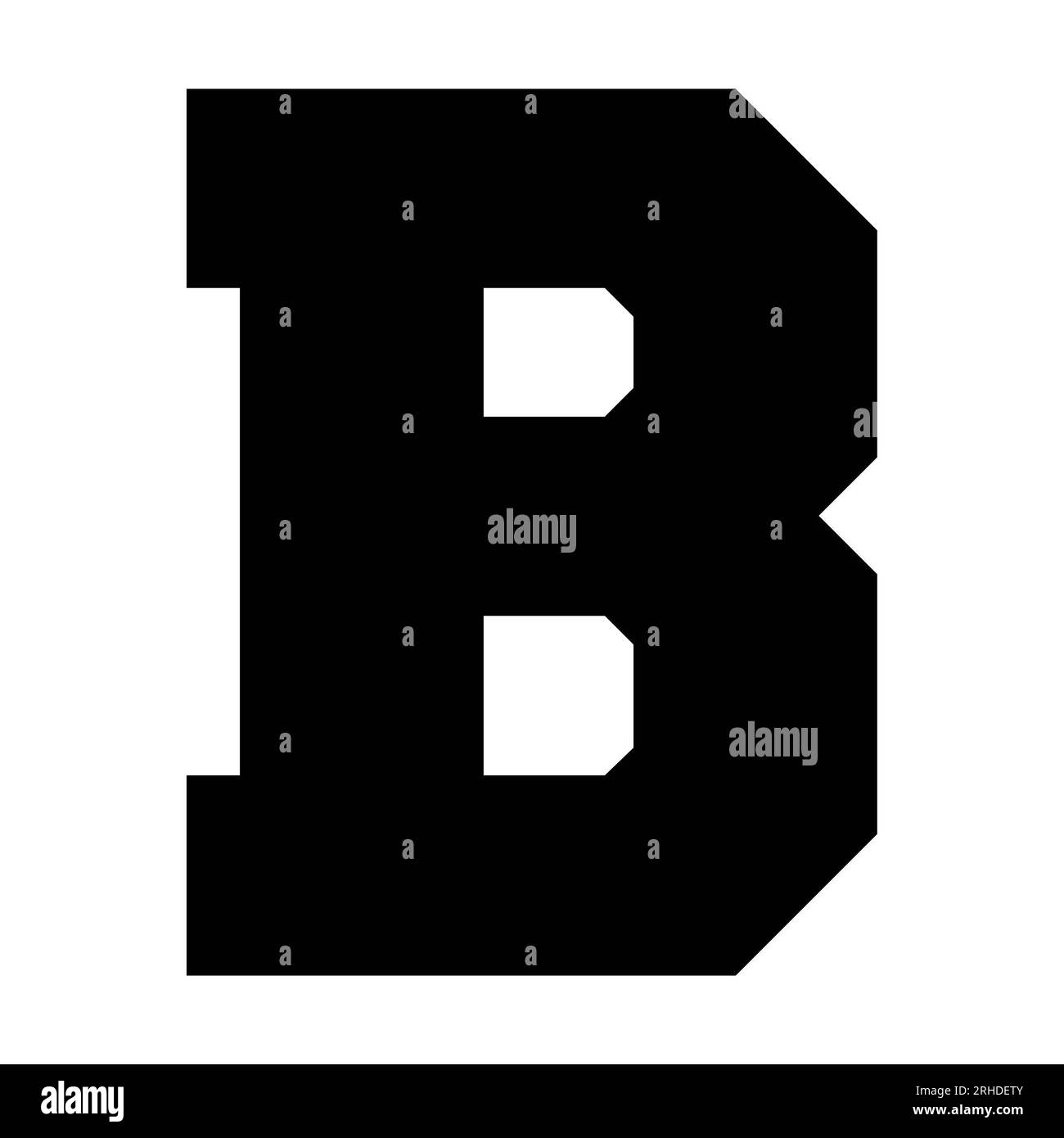 B letter college jersey sports font on white background. Isolated, no ...