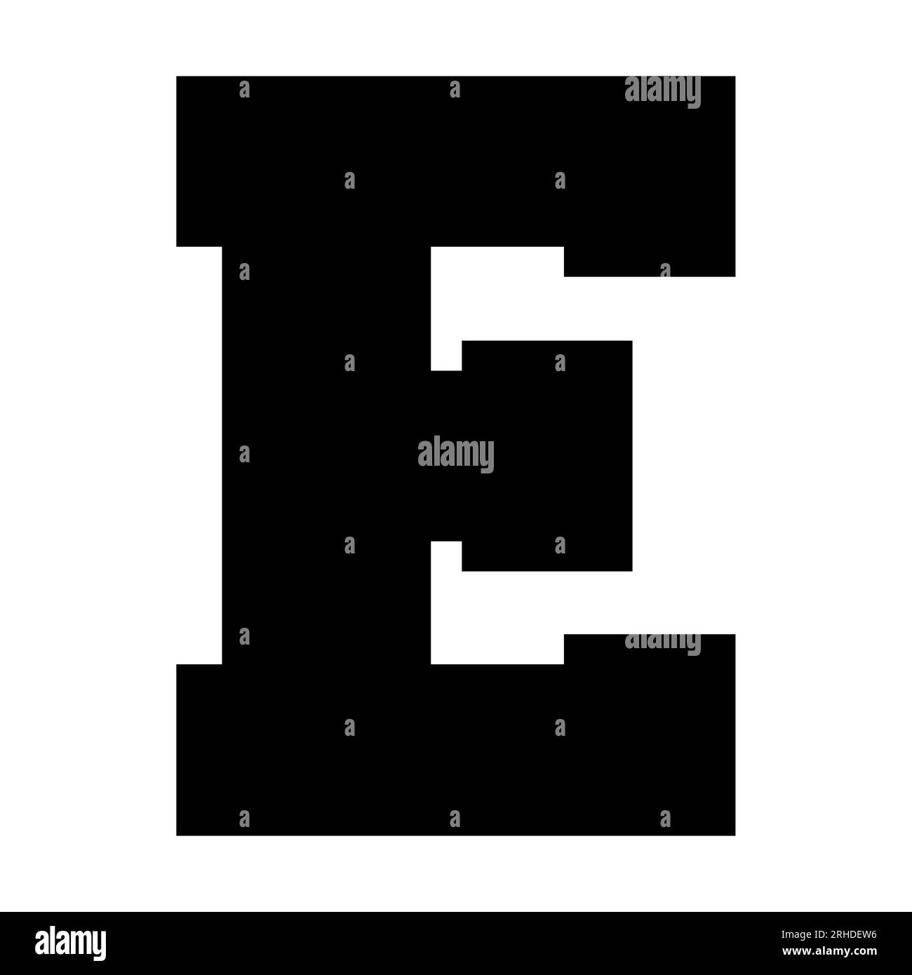 E letter college jersey sports font on white background. Isolated, no ...