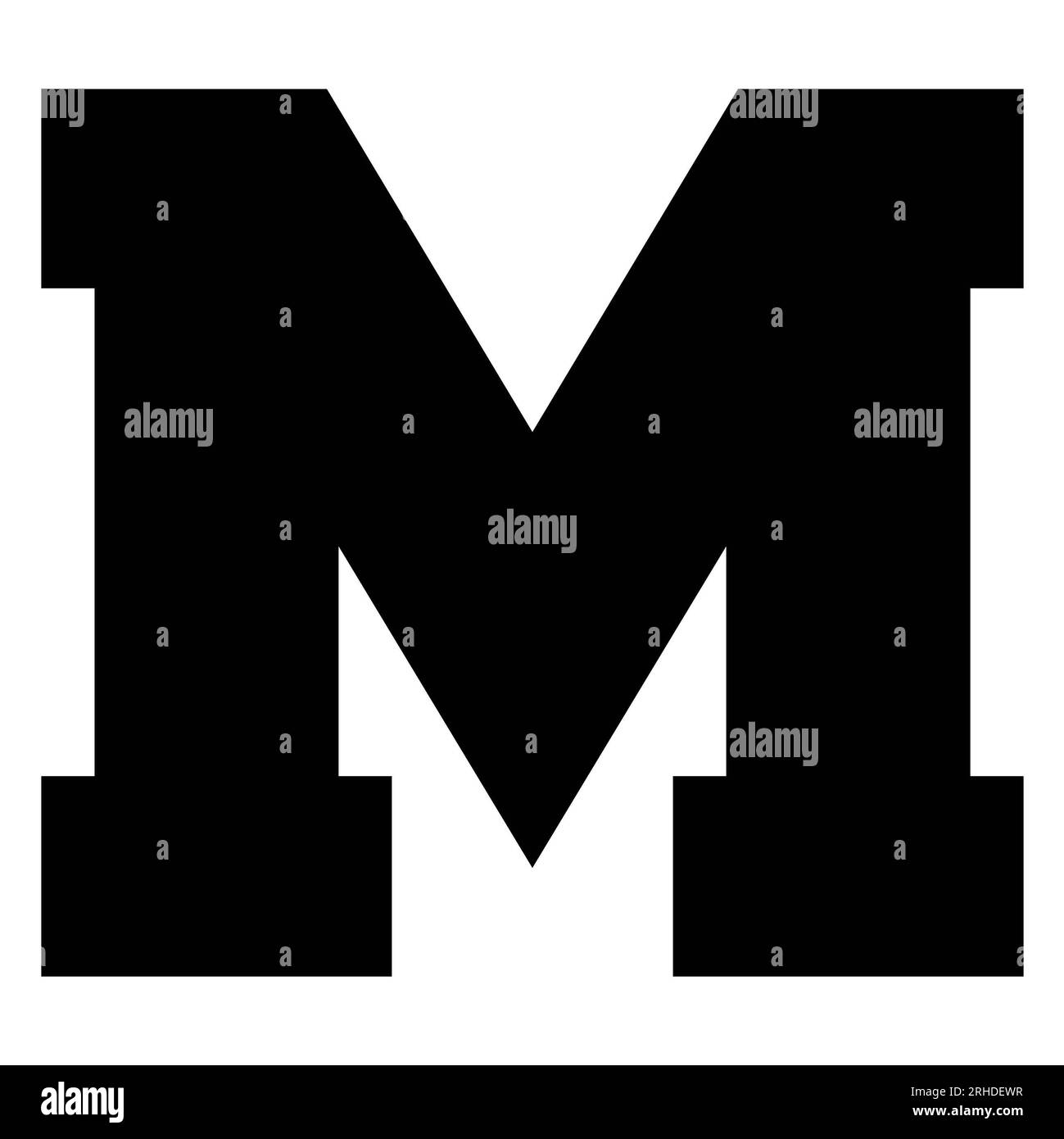 M letter college jersey sports font on white background. Isolated, no ...