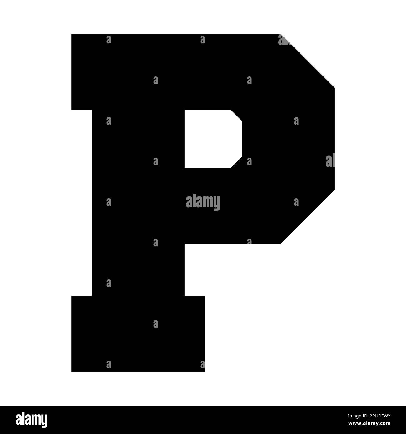 P letter college jersey sports font on white background. Isolated, no ...