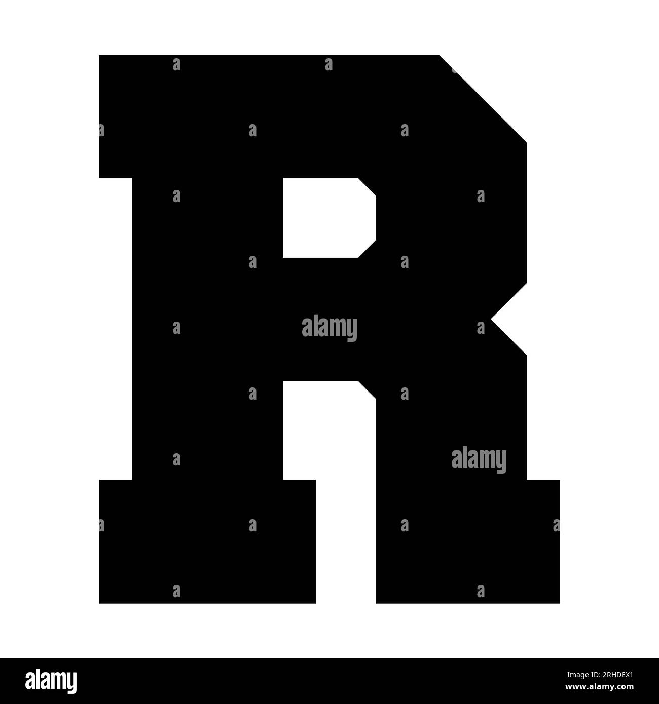 R letter college jersey sports font on white background. Isolated, no ...