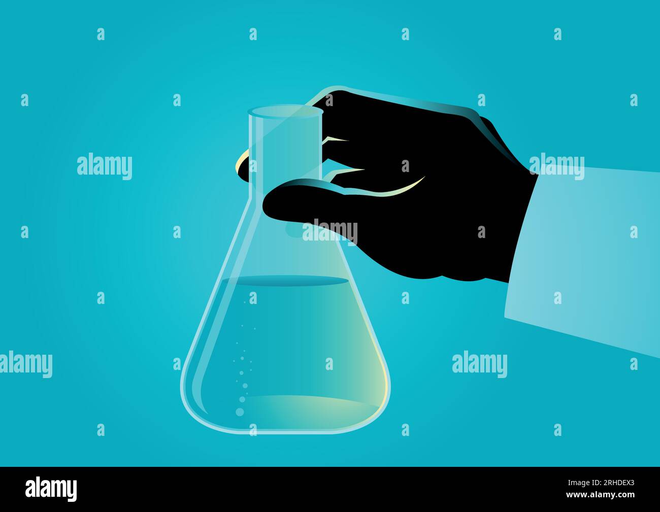 Vector illustration of a hand holding a laboratory beaker Stock Vector Image & Art - Alamy