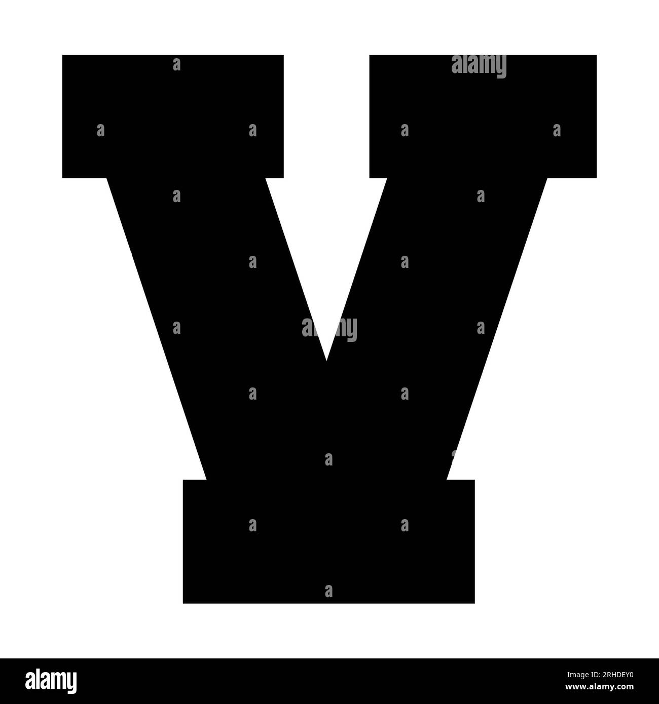 V letter college jersey sports font on white background. Isolated, no ...