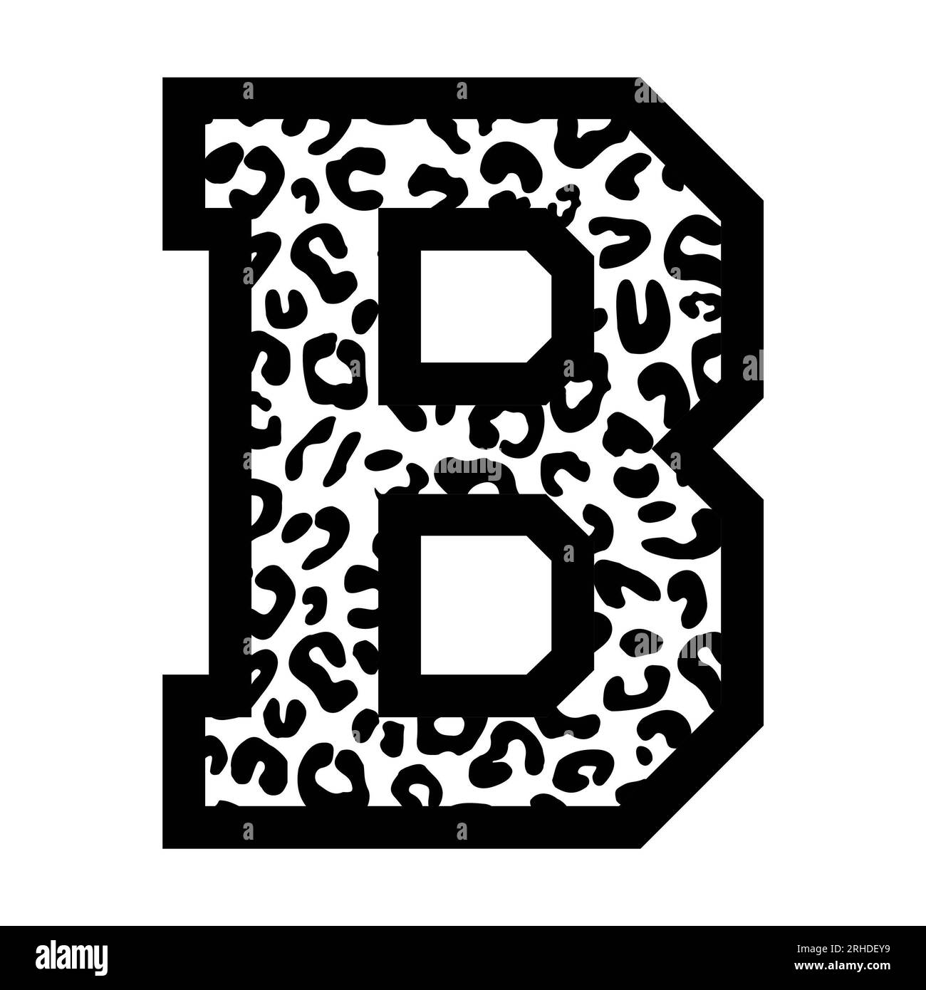 B letter leopard college sports jersey font on white background ...