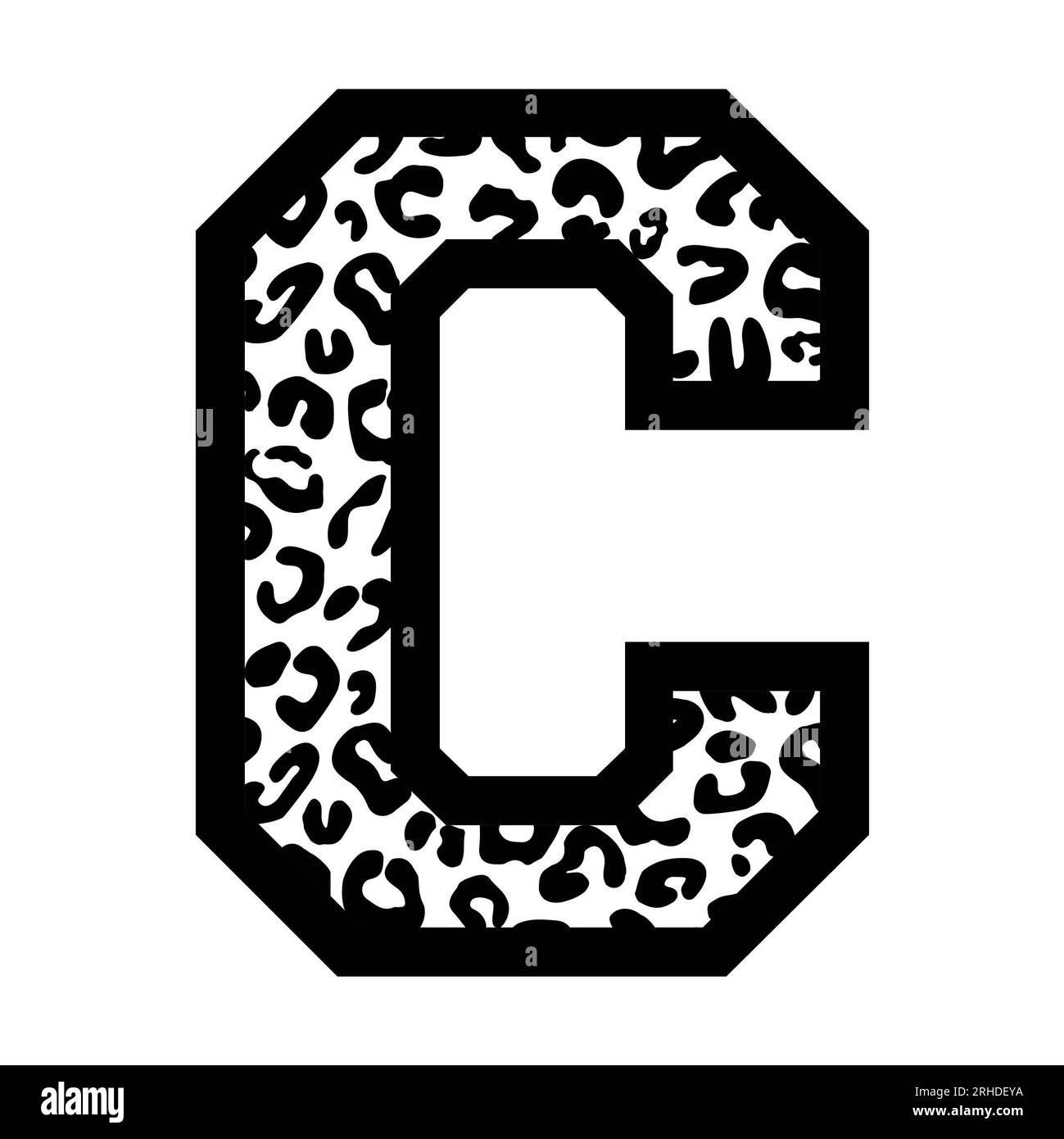 C letter leopard college sports jersey font on white background ...
