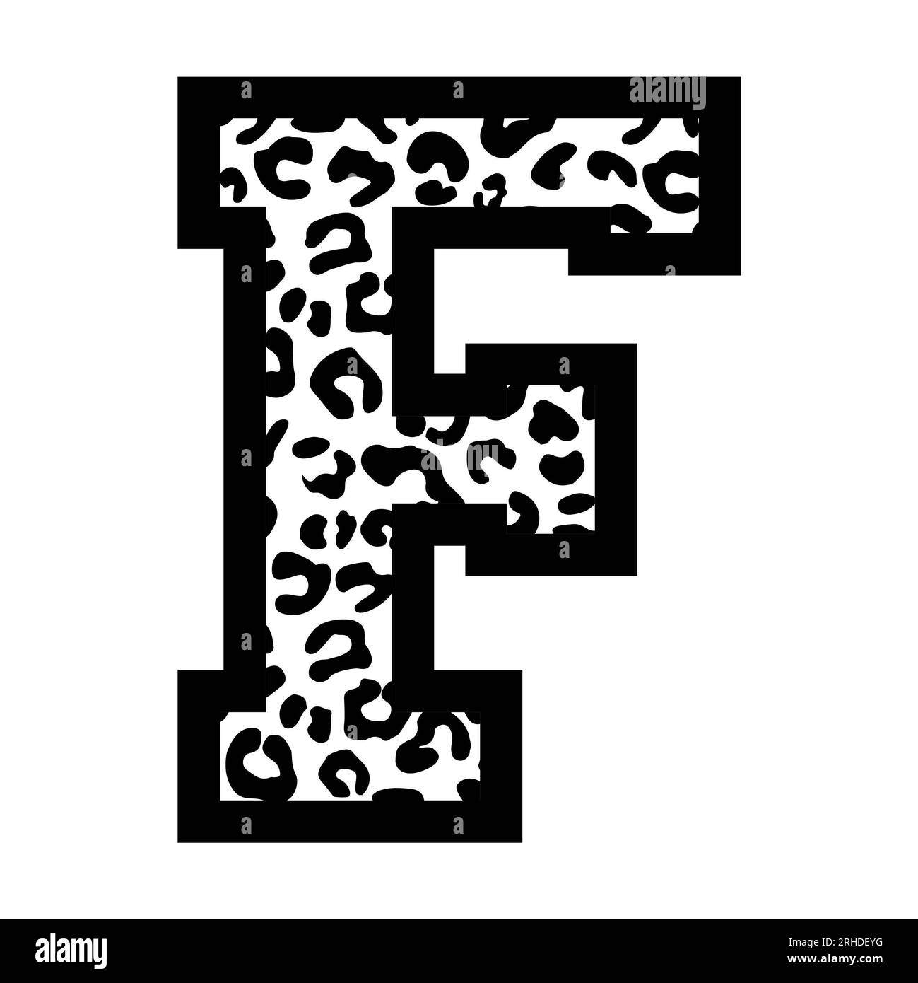 F letter leopard college sports jersey font on white background ...