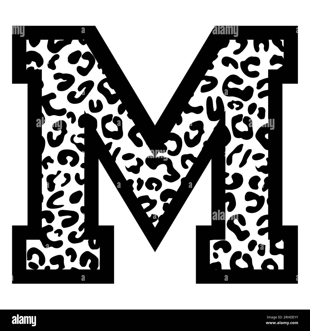 M letter leopard college sports jersey font on white background ...