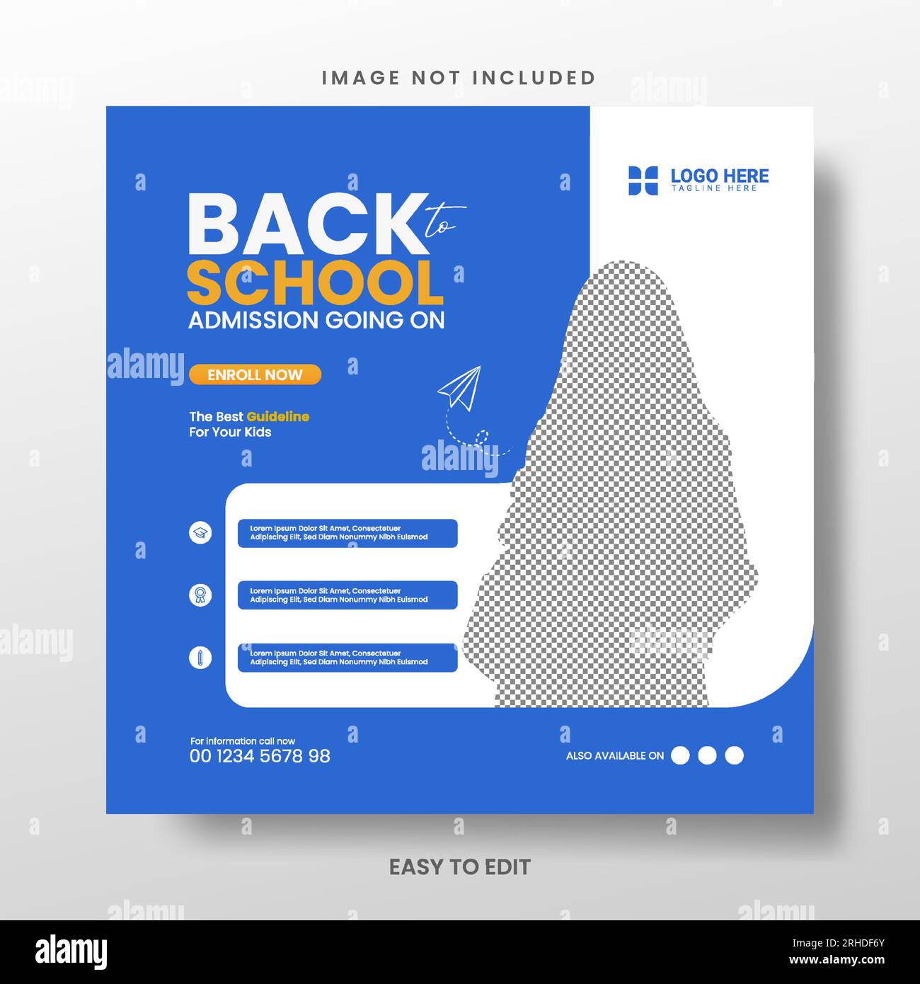 School admission and Back to school social media post template Stock ...