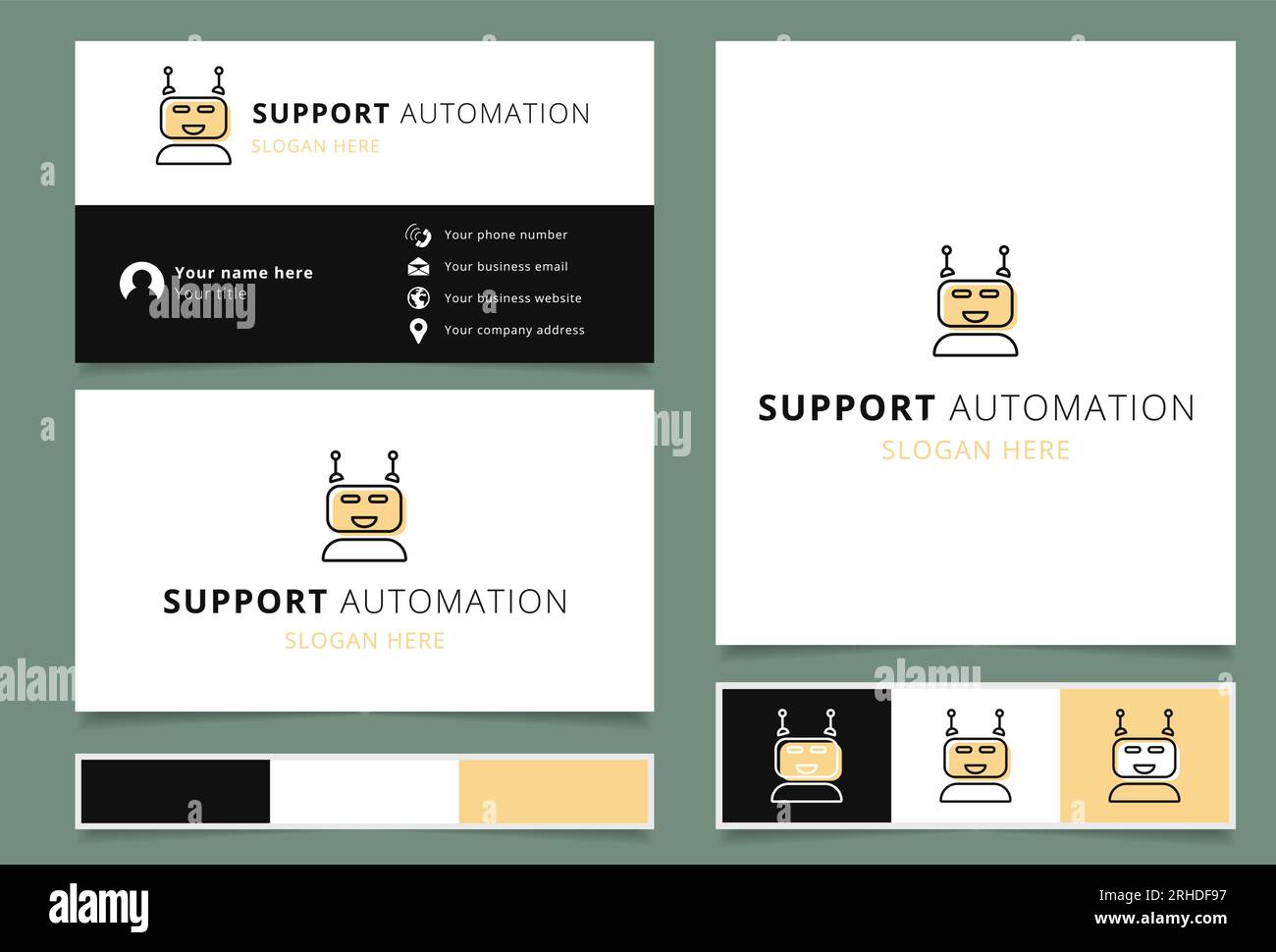 Support automation logo design with editable slogan. Branding book and ...