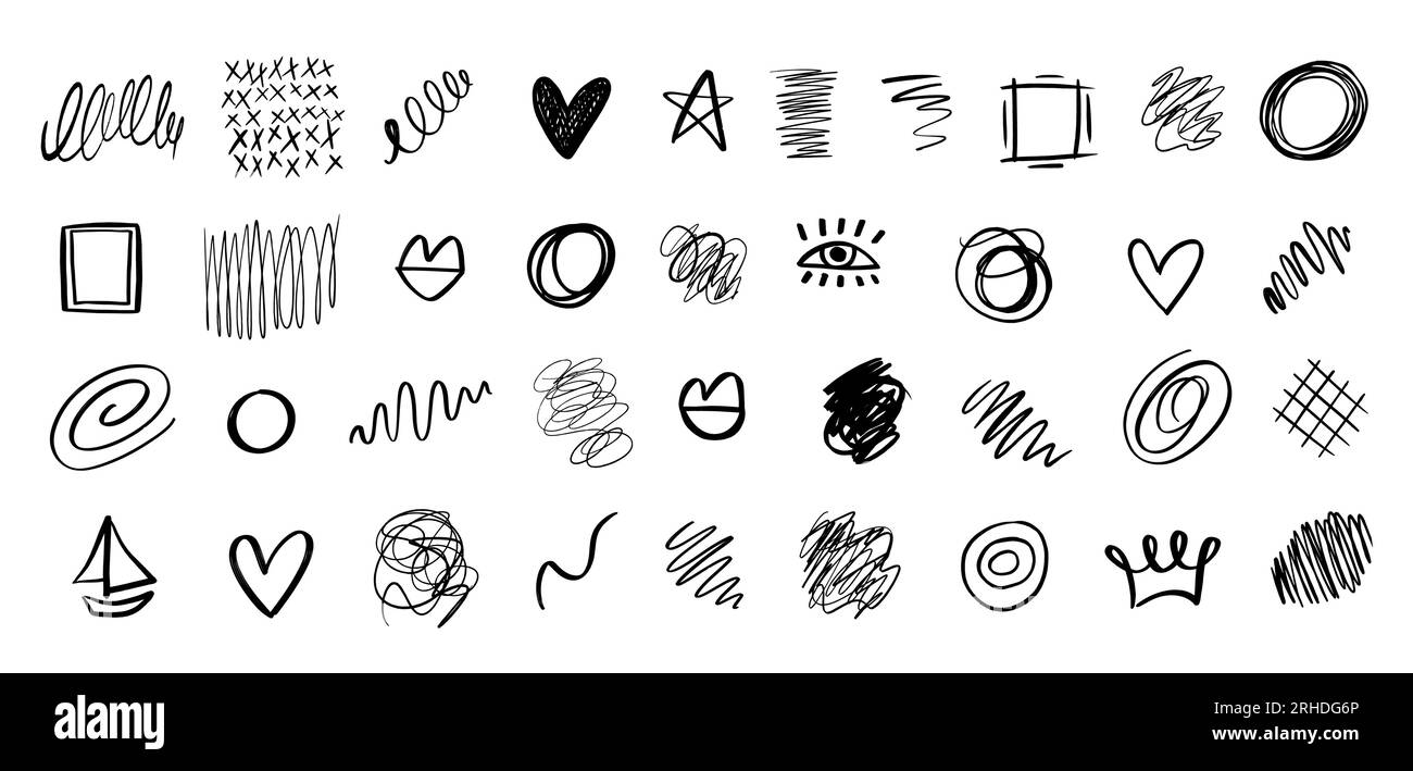Hand drawn abstract scribble doodles elements set Stock Vector Image ...