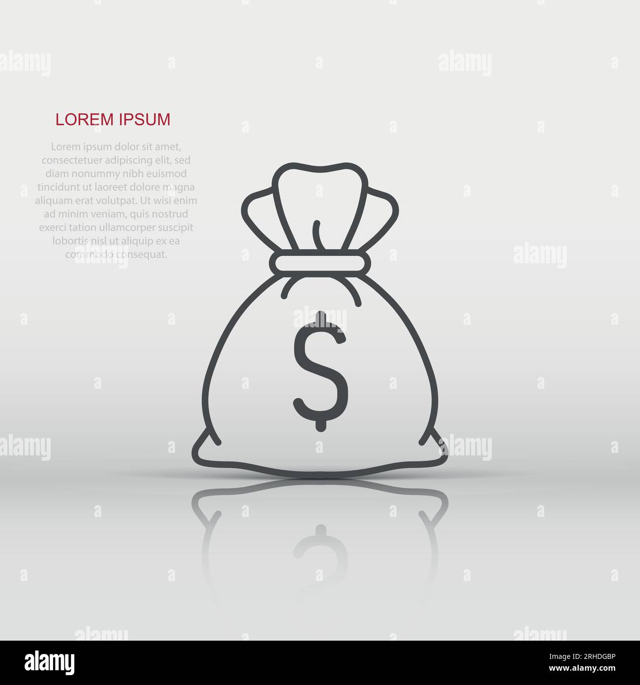 Money bag icon in flat style. Moneybag vector illustration on isolated ...