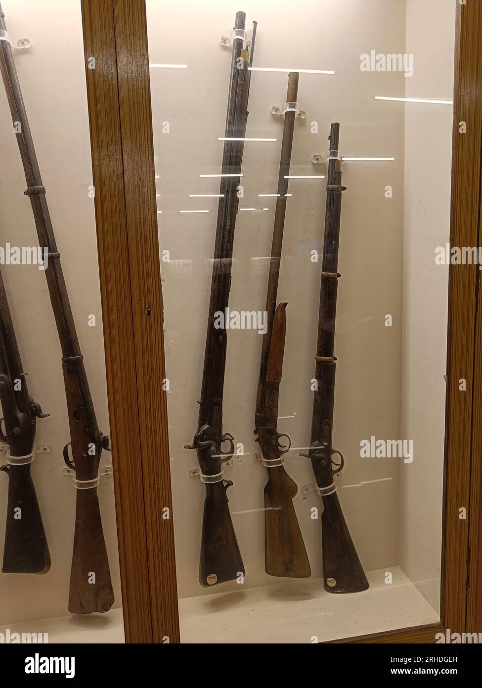 A few rifles that show a variety of guns such as flintlock; musket ...