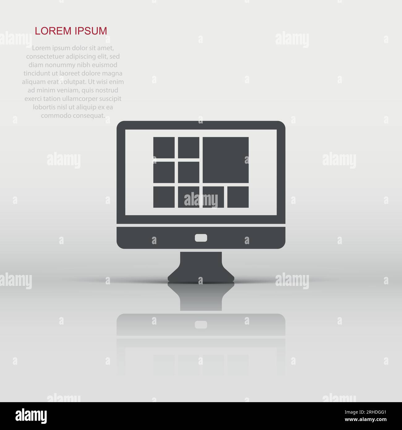 Personal computer in flat style. Desktop pc vector illustration on ...