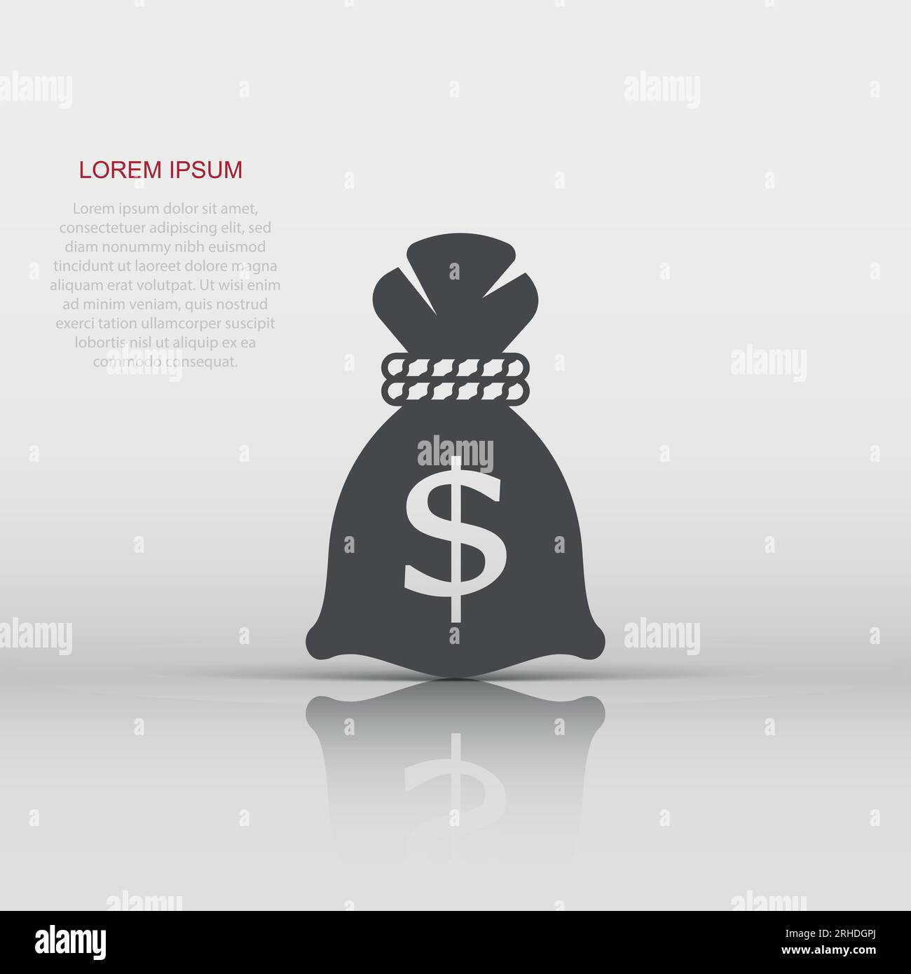 Money bag icon in flat style. Moneybag vector illustration on isolated ...
