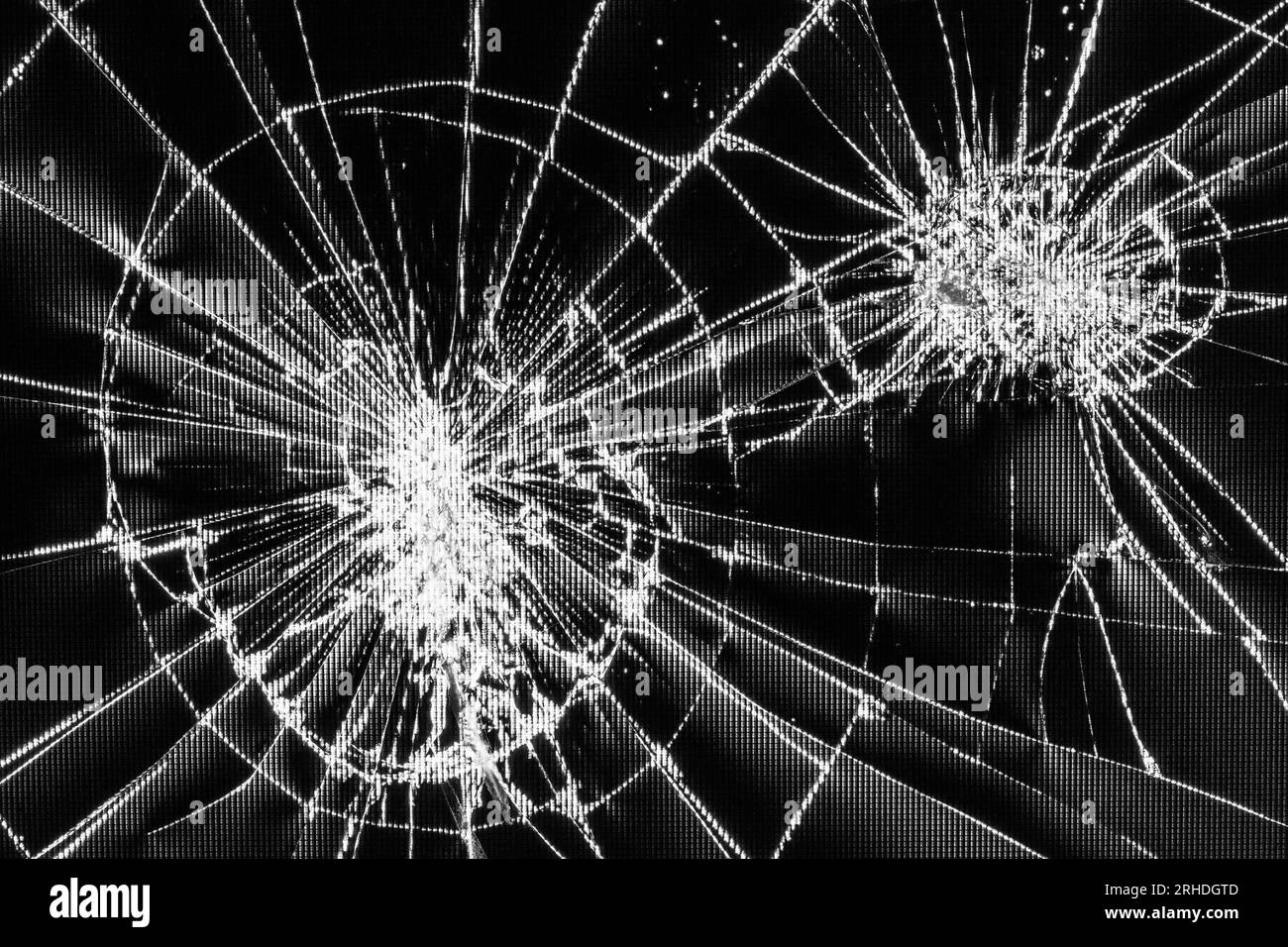 traces of bumps and cracks on a broken LCD screen, computer monitor or ...