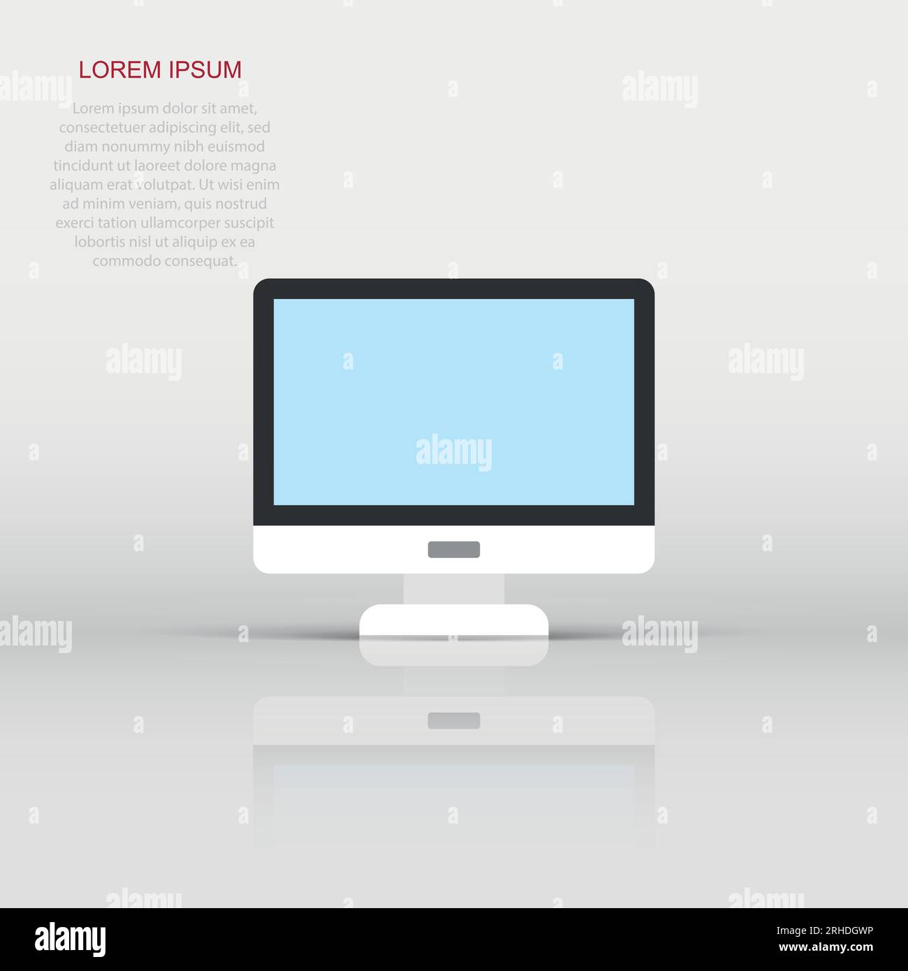 Personal computer in flat style. Desktop pc vector illustration on isolated background. Monitor ...