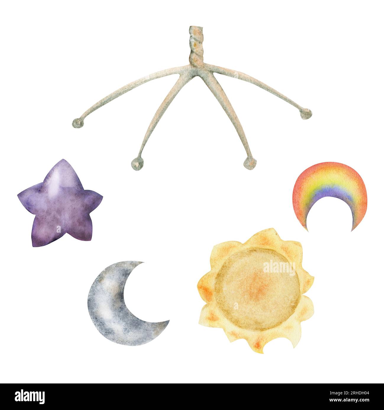 Watercolor hand drawn illustration, magical cosmos universe items ...