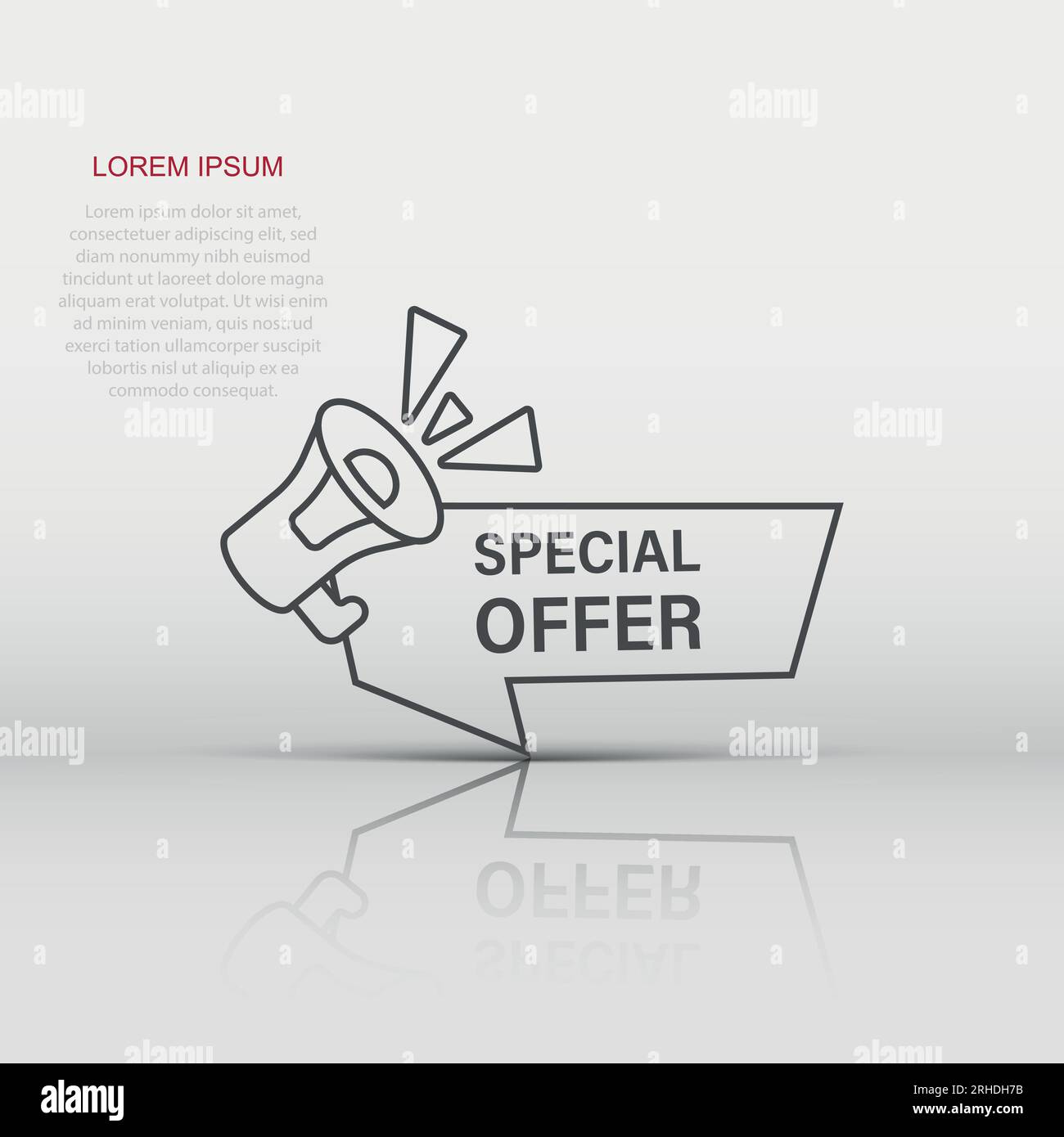 Special offer label icon in flat style. Megaphone with discount vector ...