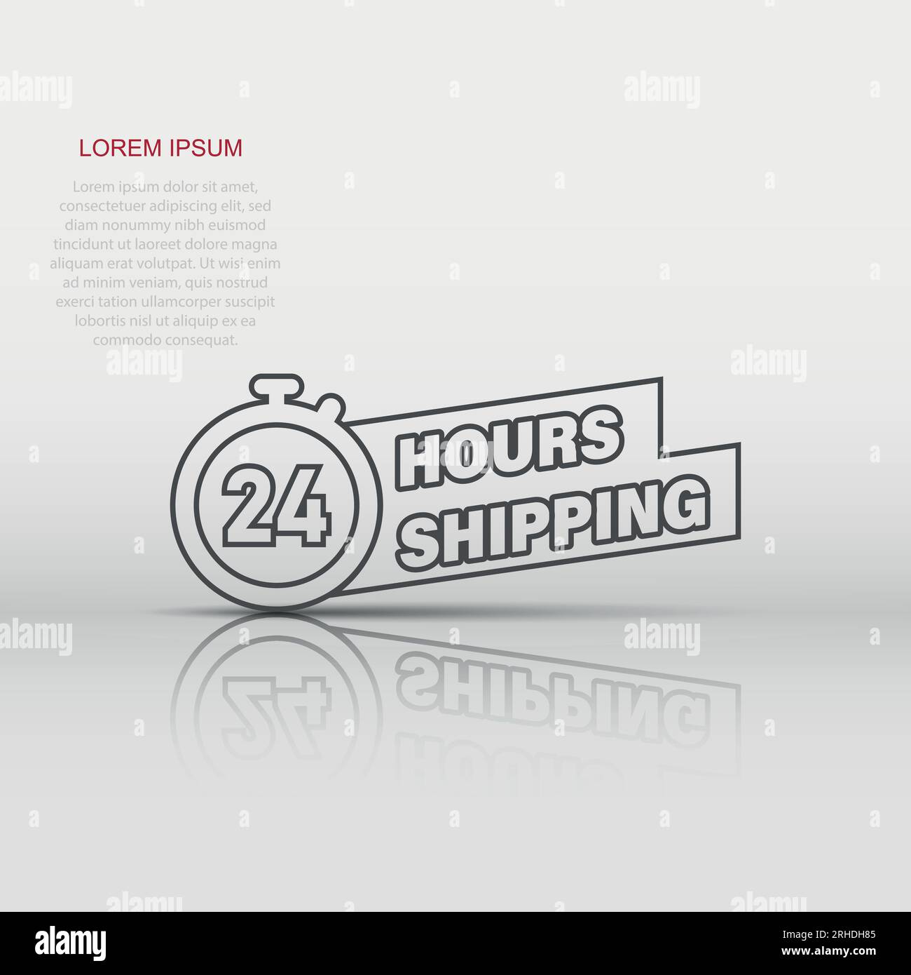 Shipping 24 hours icon in flat style. Delivery countdown vector ...