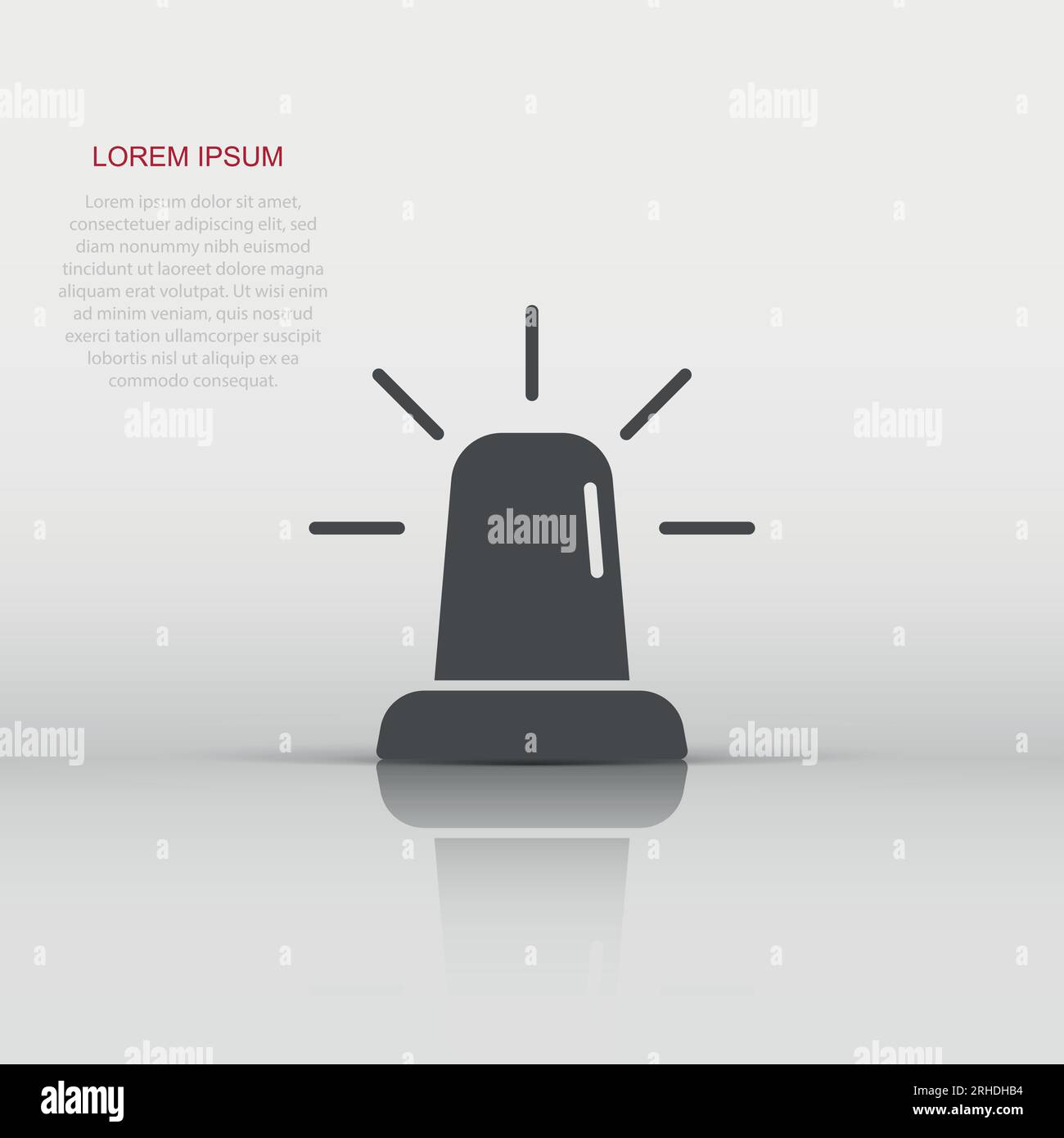 Emergency alarm icon in flat style. Alert lamp vector illustration on ...